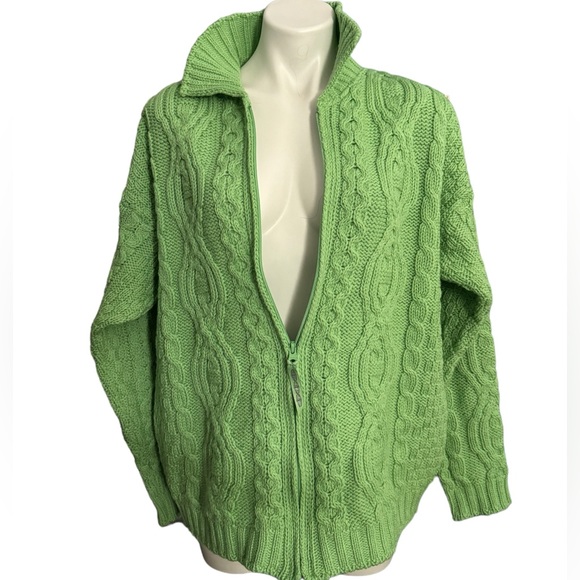 Aran Crafts | Sweaters | Aran Crafts Bright Happy Lime Green Wool Irish ...